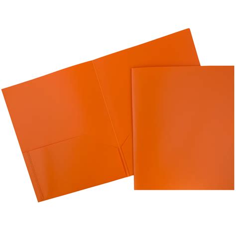 Jam Paper Plastic 2 Pocket School Pop Folders Orange Bulk 96 Pack
