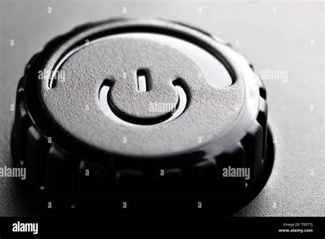 Black Plastic Power On Off Button With Power Adjustment Close Up Stock Photo Alamy