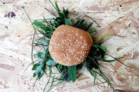 Premium Photo Natural Vegan Burger Burger With Fresh Grass Irony