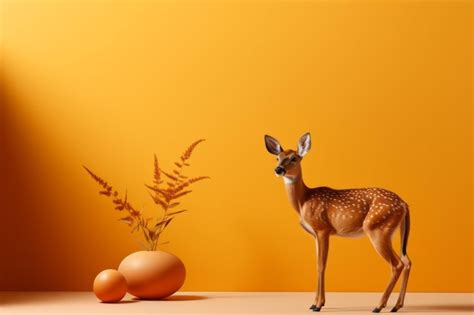 Premium Photo Deer And Golden Egg On Orange