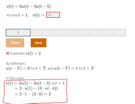 solved v t 2u t −3u t−5 at time t 1 v t × expected