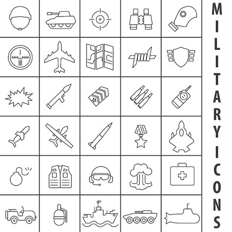 Premium Vector Military Icons Simple Thin Line Military Icons Vector Illustration