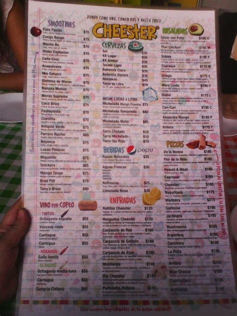 Menu At Cheester Chstr Plazas Outlet Pizzeria Cancún Av Andrés Quintana Roo 39