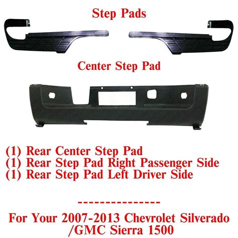 Rear Bumper Step Pad Set Of 3 For 2007 2013 Chevrolet Silverado Gmc
