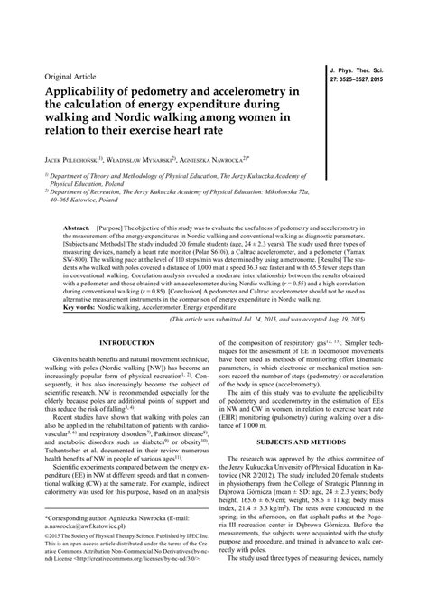 Pdf Applicability Of Pedometry And Accelerometry In The Calculation Of Energy Expenditure