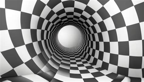 A Mesmerizing Tunnel of Black and White Checkered Patterns Spiraling Into the Distance | Premium ...