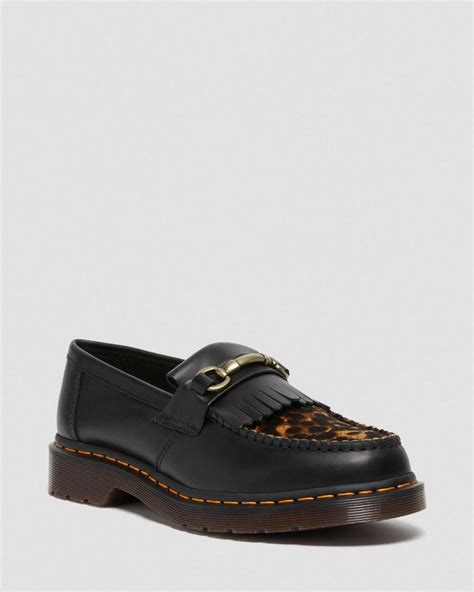 Dr Martens Adrian Snaffle Leopard Kiltie Loafers In Black For Men Lyst