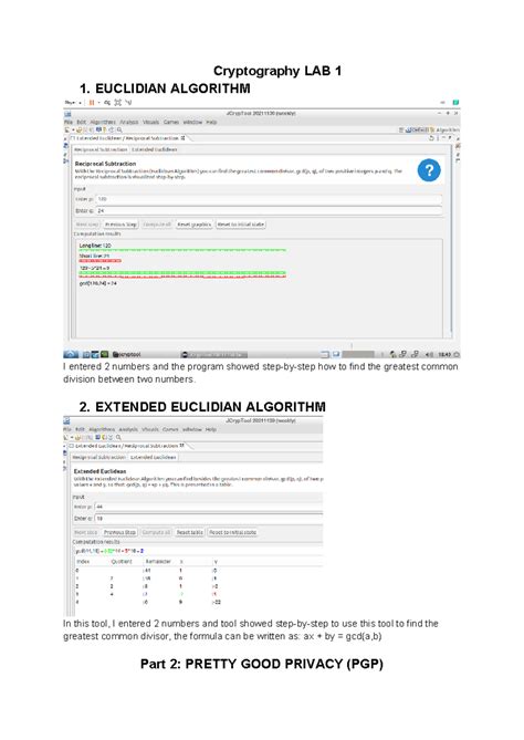 crypto lab1 lab1 cryptography lab 1 1 euclidian algorithm i