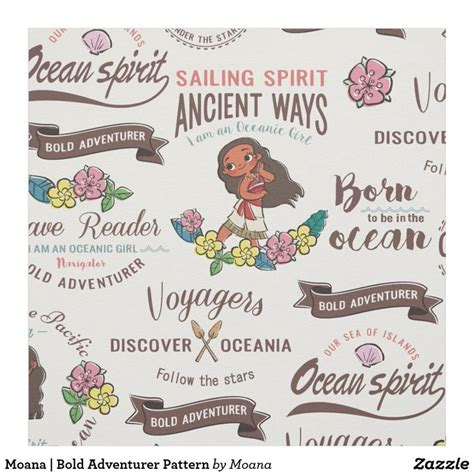 Moana Bold Adventurer Pattern Fabric Fabric Patterns Craft Party Pattern