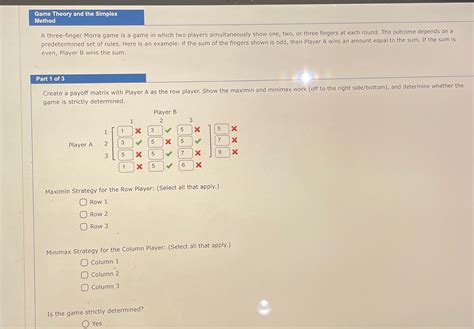 Solved Game Theory And The Simplex MethodA Three Finger Chegg