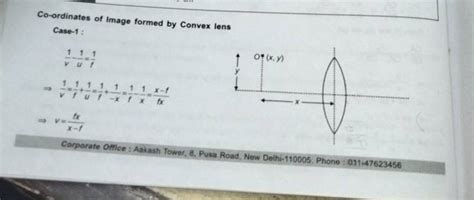 Co Ordinates Of Image Formed By Convex Lenscase 1 ⇒⇒ V1 −u1 F1 V1 F1