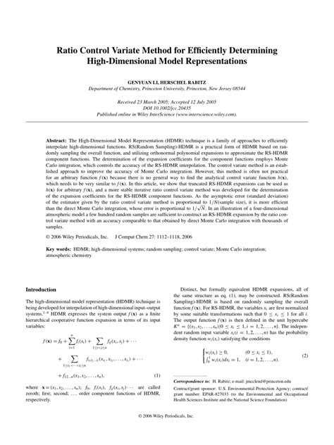 Pdf Ratio Control Variate Method For Efficiently Determining High