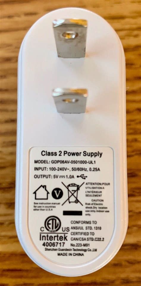 Class 2 Power Supply Input100 240v~ 5060hz Output5v 10a Usb A To