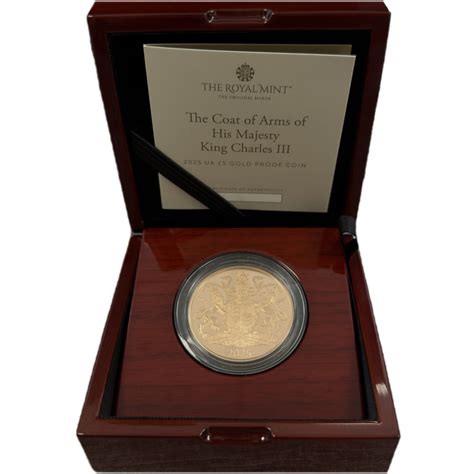 Proof Gold £5 The Coat Of Arms Of His Majesty King Charles Iii Ats