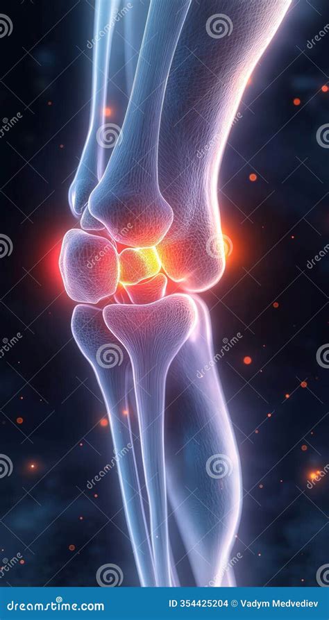 Detailed 3d Illustration Of Human Knee Joint Anatomy Visible Bones