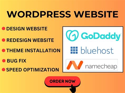 Wordpress Website On Namecheap Godaddy Bluehost Hostgatorsiteground Upwork