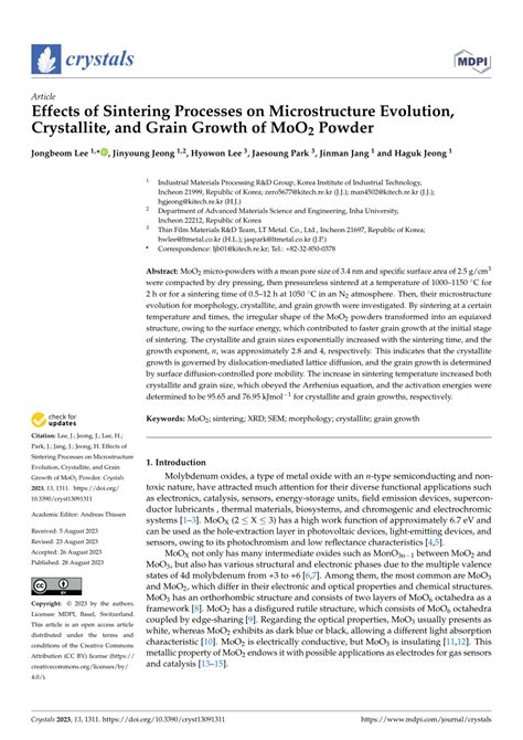 Pdf Effects Of Sintering Processes On Microstructure Evolution