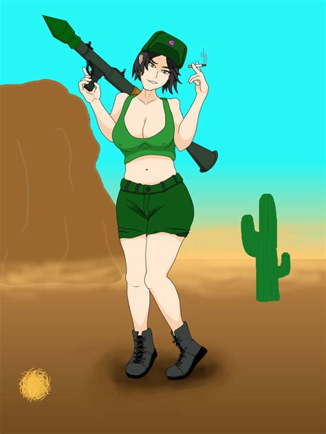 Rule 34 Beelceteam Black Hair Green Eyes Guns Rule 63 Smoking Soldier
