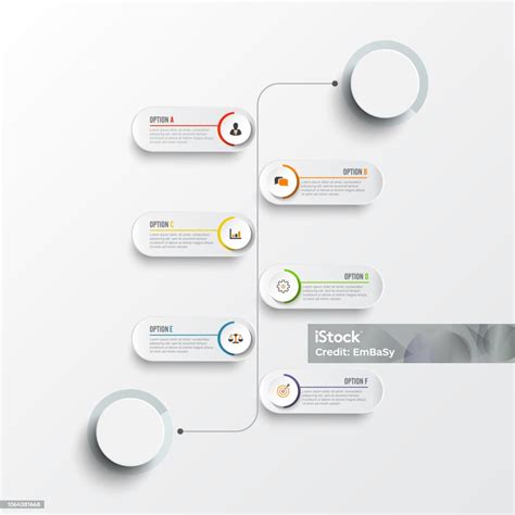 3d 종이 레이블 통합 된 원형 벡터 Infographic 템플릿 사업 개념 6 옵션입니다 콘텐츠 다이어그램 순서도 단계 부품 타임 라인 인포 그래픽 워크플로 차트에 대 한