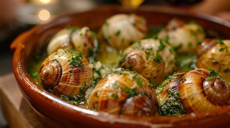 Premium Photo Escargot Delicate Snails Baked In Garlic And Herb