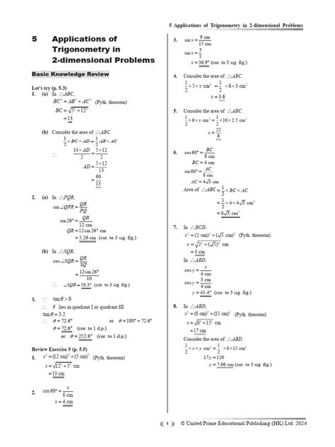 Hkdse Mathematics In Action 3rd Edition 5a Chapter 05 Applications