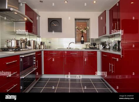 Red Gloss Kitchen Cabinets