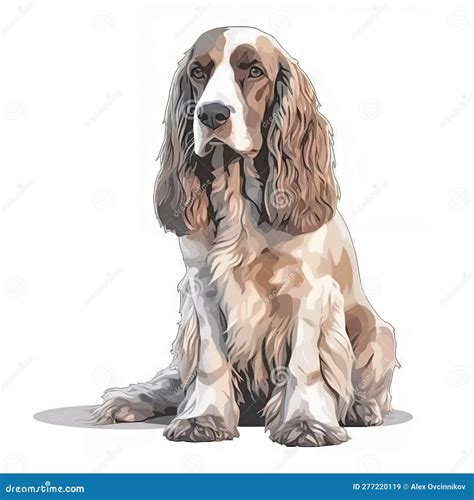 Minimalist Cocker Spaniel Watercolor Painting In Soft Pastel Colors On