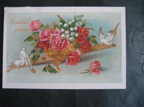 Pohlednice Květiny Růže Kreslená Použitá Aukro