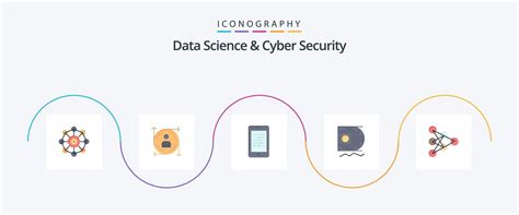 Data Science And Cyber Security Flat 5 Icon Pack Including Learning
