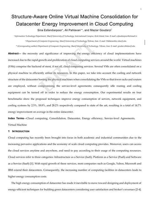 Pdf Structure Aware Online Virtual Machine Consolidation For