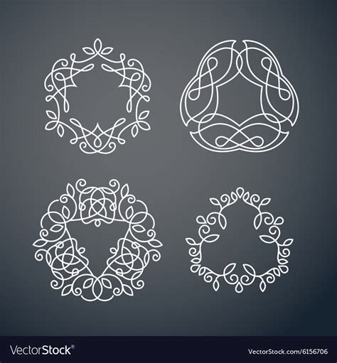 Set Of Outline Monogram 07 Royalty Free Vector Image