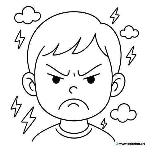 Angry Face Coloring Page — Emotions Download Or Print For Free