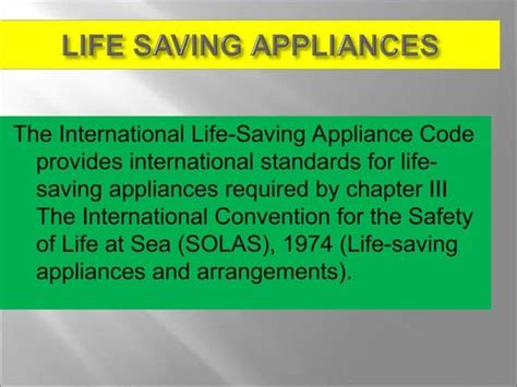 Lsa Code Chaper Ii Personal Life Saving Appliancespdf
