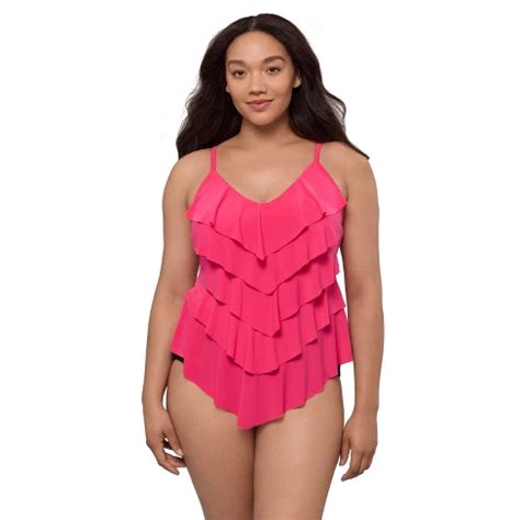 Trimshaper Rachel Solid Tankini Swim Top Rose Target