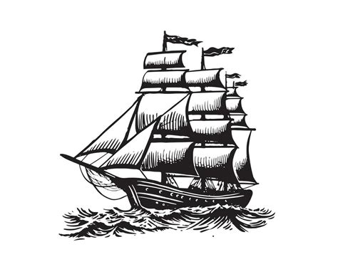 Sailing Ship Sketch Hand Drawn Illustrations Vector 25797752 Vector