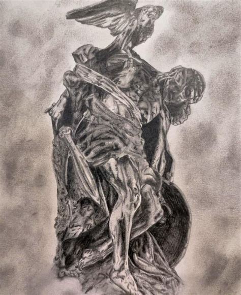 Another Drawing Of Cú Chulainn I Did Of His Death Tying Himself To A Standing Stone To Die On