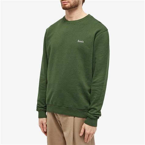 Foret Mens Ash Crew Sweat In Dark Green Foret