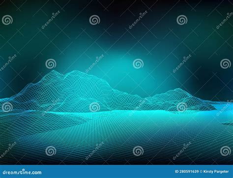 Abstract Wireframe Landscape Design Background Stock Vector Illustration Of Dots Blur 280591639