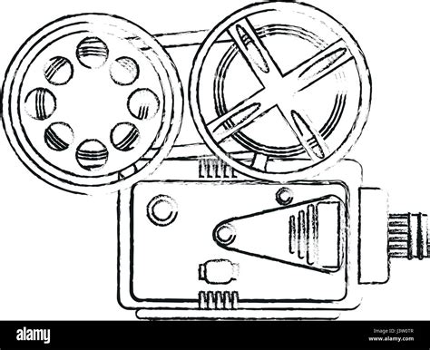 Blurred Silhouette Image Retro Movie Film Projector Stock Vector Image