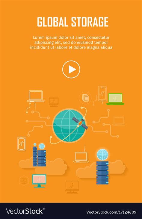 Global Storage Video Web Banner In Flat Style Vector Image