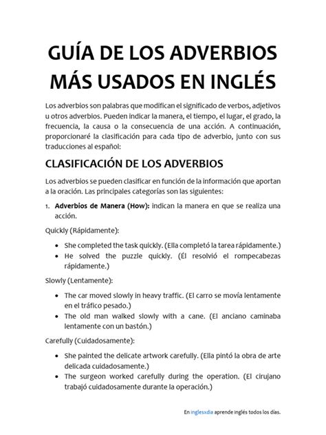 Adverbios En Ingles Descargar Gratis Pdf Adverbio Morfología