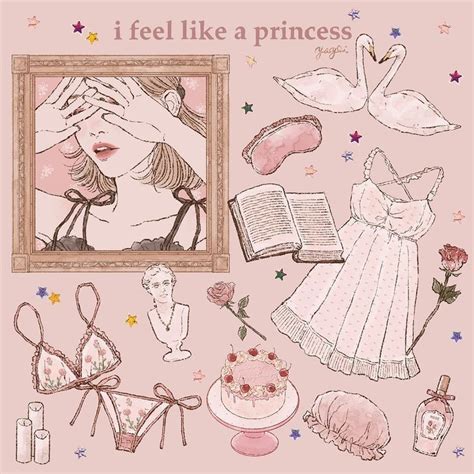 Girly Doodles Aesthetic Coquette Mirror Drawing Doll Aesthetic