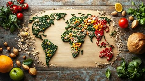 A Map Of The World With Fruits And Nuts On It Premium Ai Generated Image