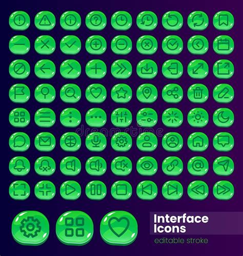 Website Glossy Ui Button With Pixelated Color Icon Big Set Stock Image