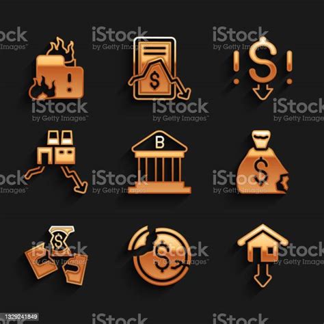 Set Bank Building Dollar Rate Decrease Falling Property Prices Money