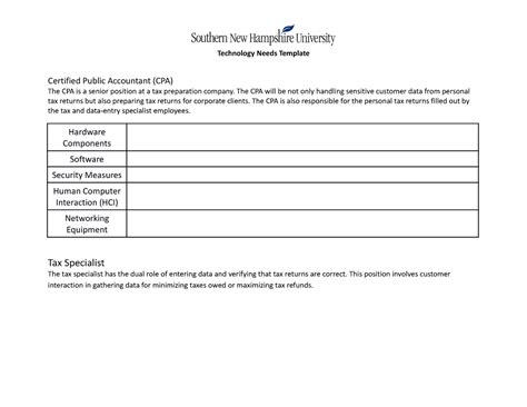 Technology Needs Template Technology Needs Template Certified Public