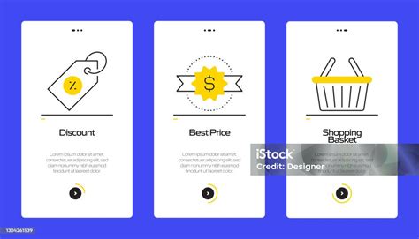 플랫 아이콘이 있는 모바일 앱 페이지 화면을 켜고 쇼핑 및 소매 개념 Ux Ui 디자인 템플릿 벡터 일러스트레이션 0명에 대한 스톡 벡터 아트 및 기타 이미지 Istock
