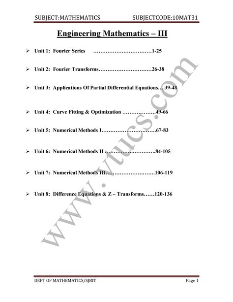 rd sem cse maths Pdf Notes Engineering Mathematics ñ III Unit Fourier Series