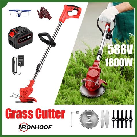 588v Grass Cutter Electric Cordless Lawn Mower Portable Lithium Battery