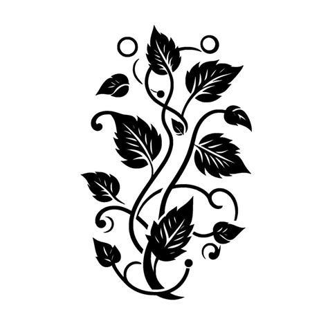 Elegant Black And White Floral Detailed Vine With Leaves And Decorative